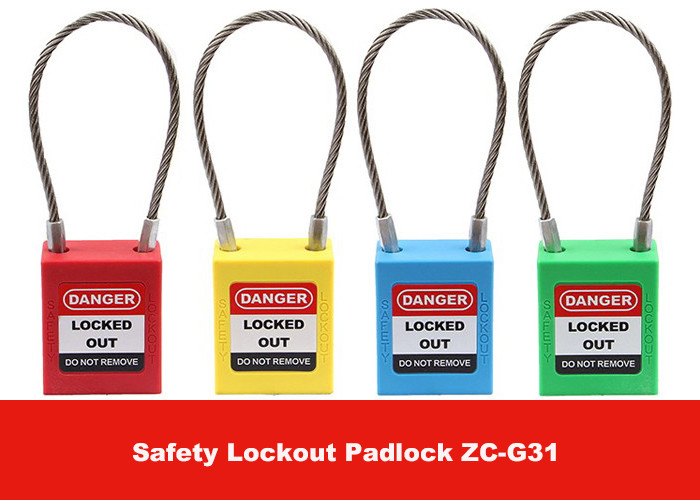 100mm Stainless Steel Cable Shackle Lockout Padlock , Customzied Cable ...