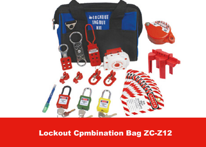 Black Safety Lockout Combination Bag with ComponentsTagout Kit