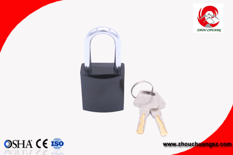 Steel Beam Aluminum Body Padlock, Black metal lock Paint Coating Surface